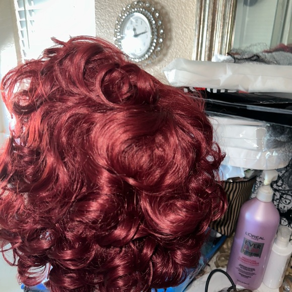 Hair | Garnetruby Red Short Wig With Big Loose Curls | Poshmark